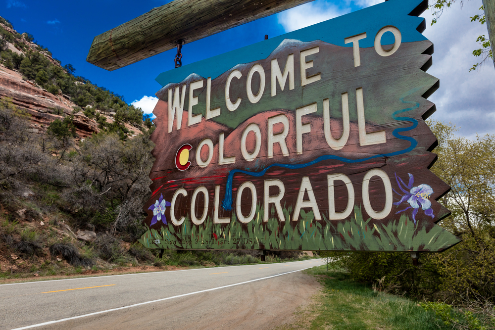 Welcome,To,Colorful,Colorado,State,Road,Sign,Near,Utah/colorado,Border ...